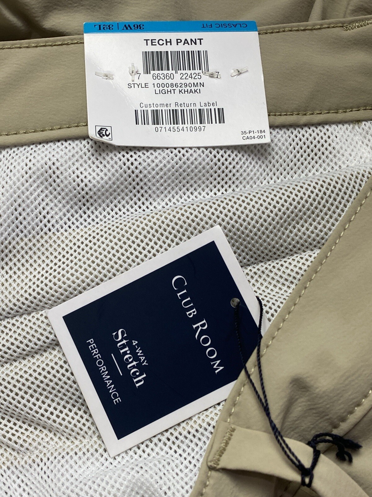Club Room Pants Men's 36x32 Beige Classic Straight Tech Stretch ...
