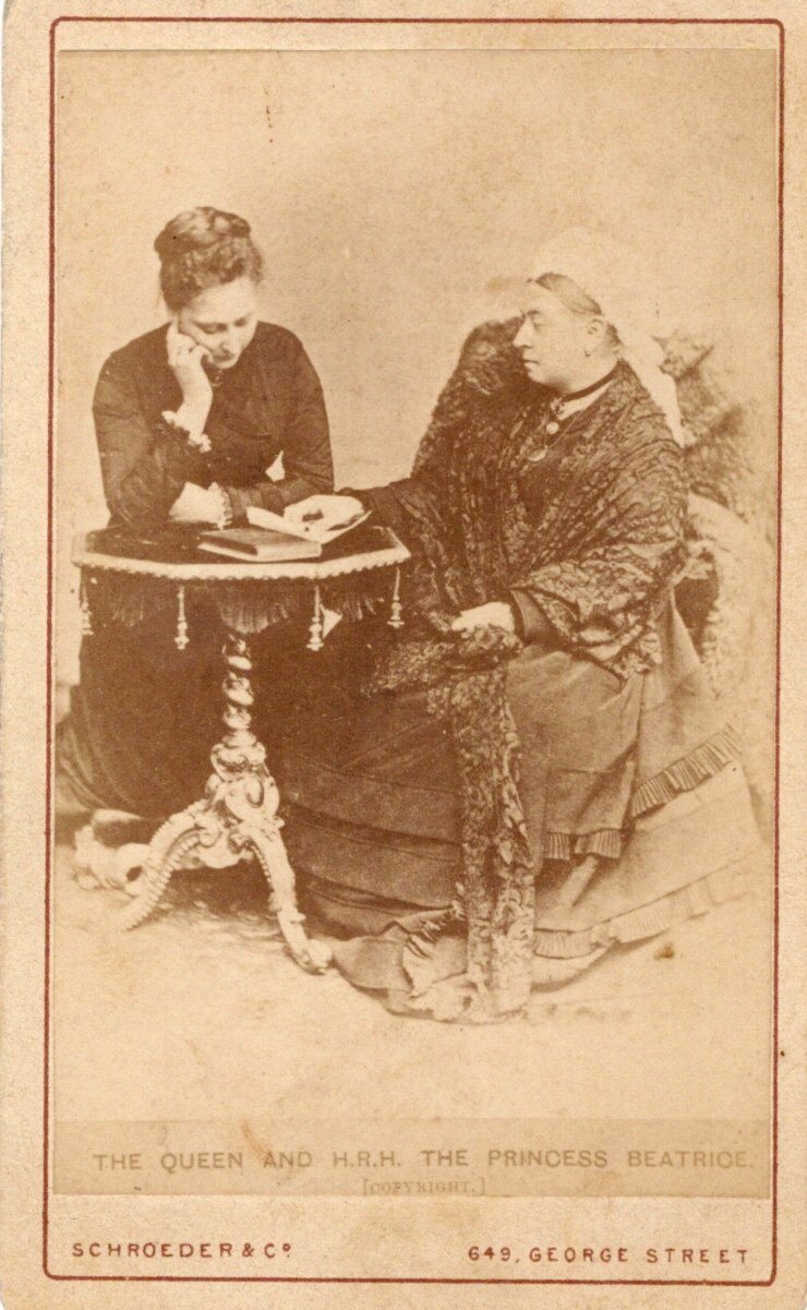 QUEEN VICTORIA & PRINCESS BEATRICE reading cdv Schroeder & Co. Sydney ...