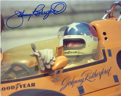 JOHNNY RUTHERFORD AUTOGRAPHED 1974 1976 1980 WINNER INDY 500 8 X 10 ...