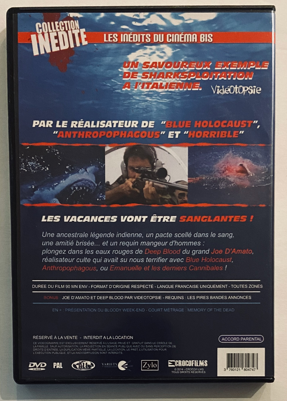 Deep Blood 1989 Joe D'Amato Killer Shark Movie PAL Region Free French ...