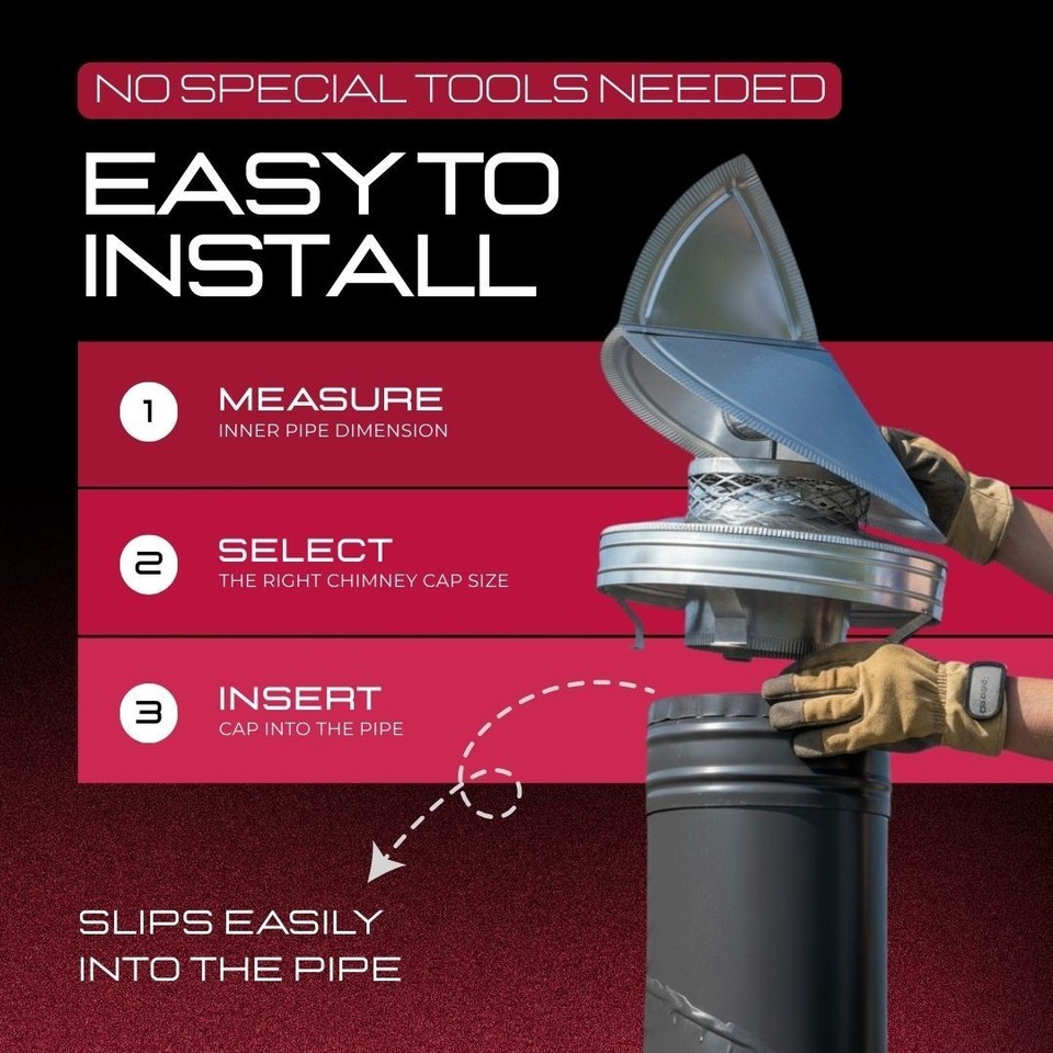 Chimcare Wind Directional Chimney Cap – Air-Cooled Round Pipe, Rotating ...