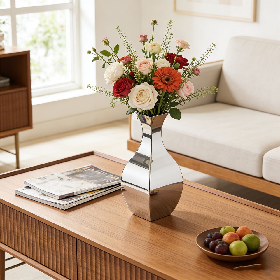 Polished Stainless Steel Vase Nordic Modern Flower Vase For Home ...