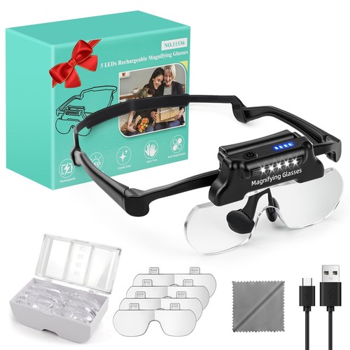 Magnifying Glasses with Lights,Rechargeable Hands Free Headband ...