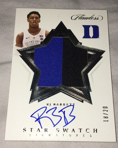 2020 flawless Star Swatch RJ Barrett patch auto rookie RPA /20 Duke ...