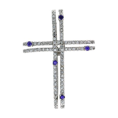 925 Sterling Silver Amethyst-Color CZ Gammadia Cross Pendant 2 Inch ...