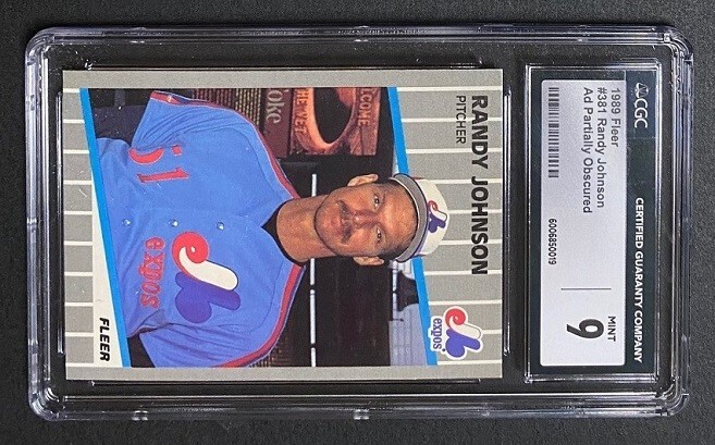 1989 FLEER ERROR CARD RANDY JOHNSON ROOKIE-- CGC 9 MINT -- SCOREBOARD ...