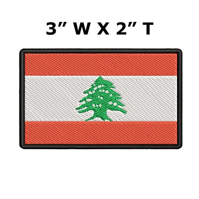 LEBANON FLAG embroidered iron-on PATCH LEBANESE EMBLEM MIDDLE EAST ...