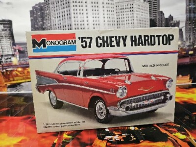 VINTAGE 1977 MONOGRAM 1/24 ‘57 CHEVY BEL AIR HARDTOP Model Car Kit In Red | eBay