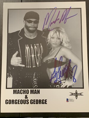 Macho Man Randy Savage & Gorgeous George Autographed WCW Promo Photo ...