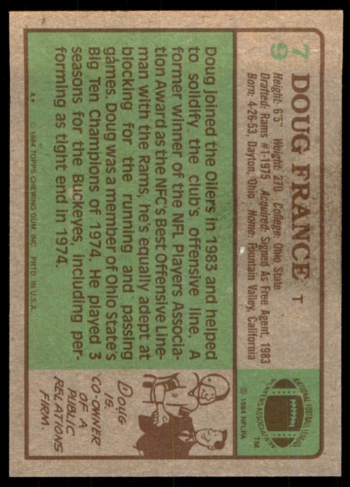 1984 TOPPS} DOUG FRANCE; HOUSTON OILERS #79 | eBay