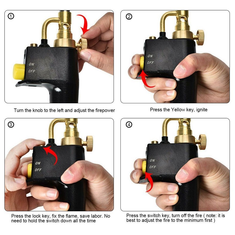 Propane Torch Head Trigger Start Mapp/Map Gas Welding Torch Push Button ...