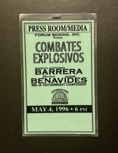 Boxing Media Press Credential Marco Antonio Barrera vs Jesse Benavides ...