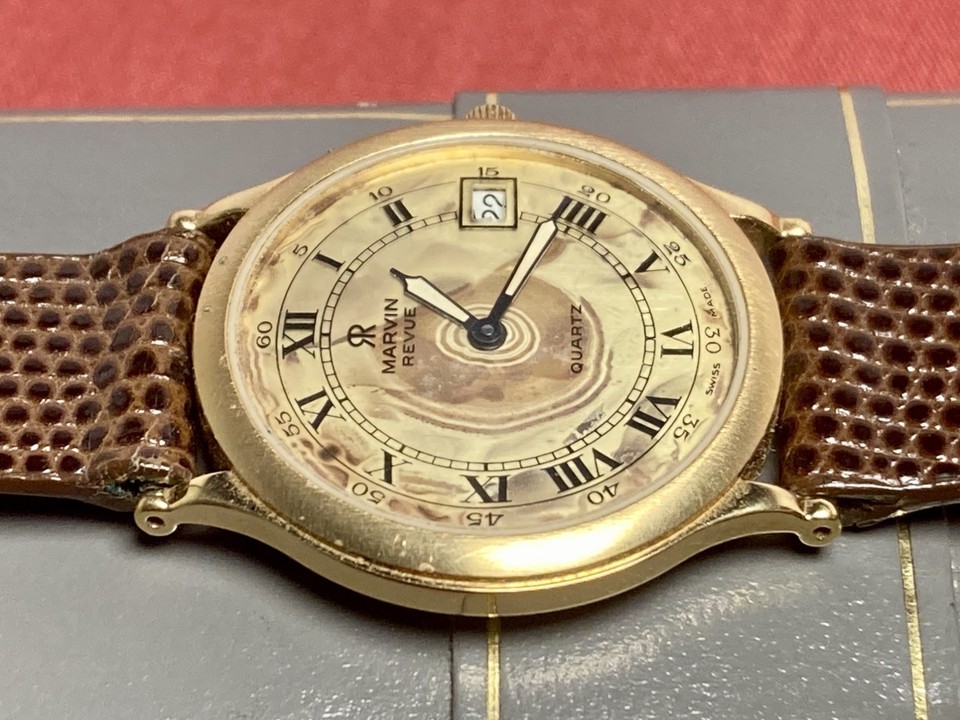 Marvin Revue Mens Gold Tone Wrist Watch - Spares & Repairs - Brown ...