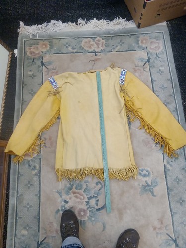 LARGE BEADED FRINGED, NATIVE AMERICAN INDIAN BUCKSKIN TUNIC WITH ...