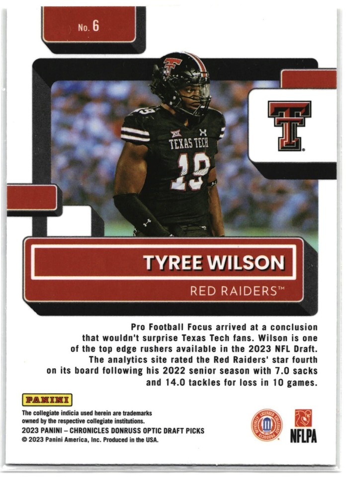 2023 Chronicles Draft Optic Tyree Wilson Rated Rookie Texas Tech #6 | eBay