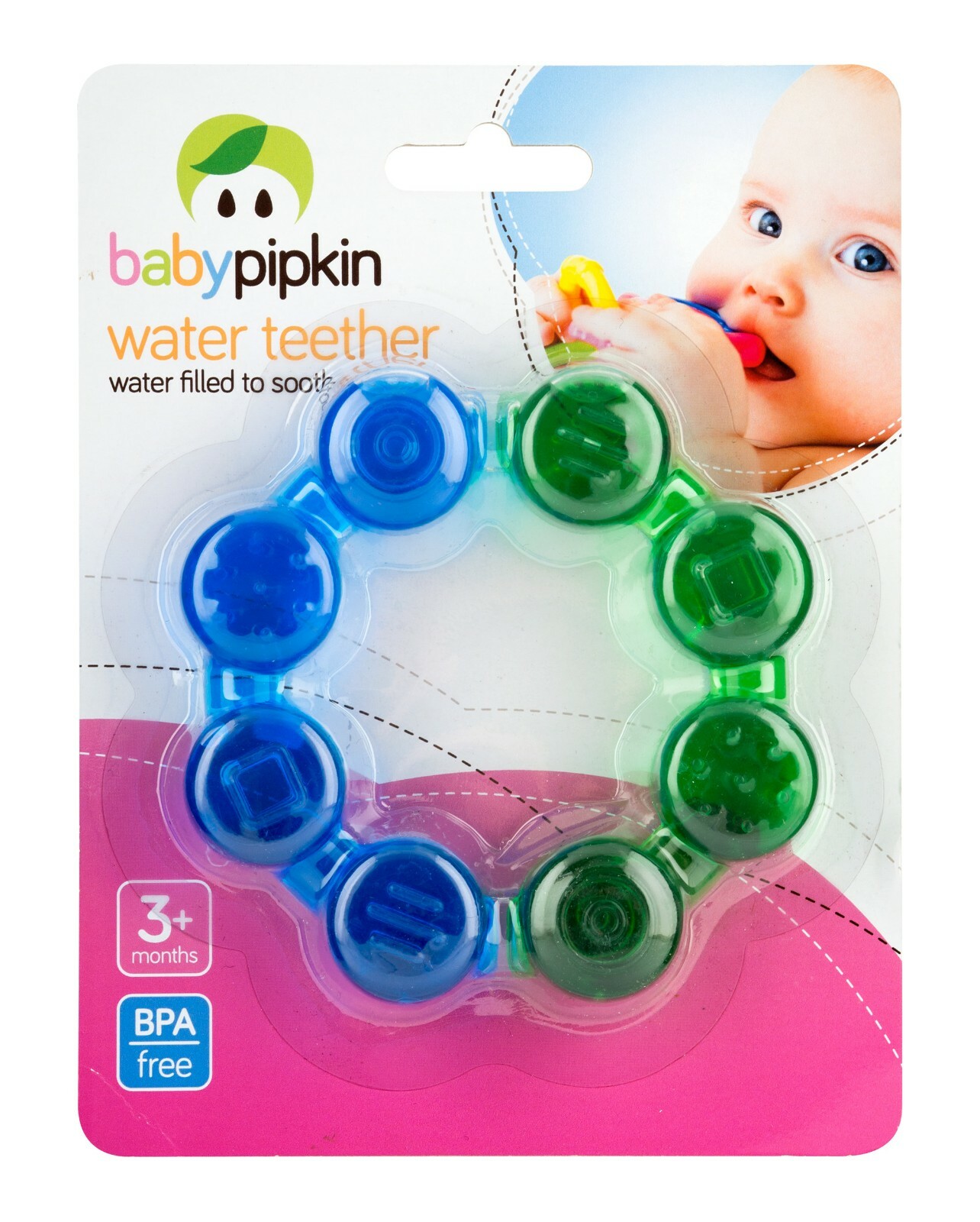 Baby Teether Water Filled Teething Ring BPA Free Soothe Sore Gums Boys ...