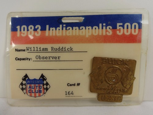 1983 Indianapolis 500 Bronze Pit Badge USAC Observer William Ruddick ...