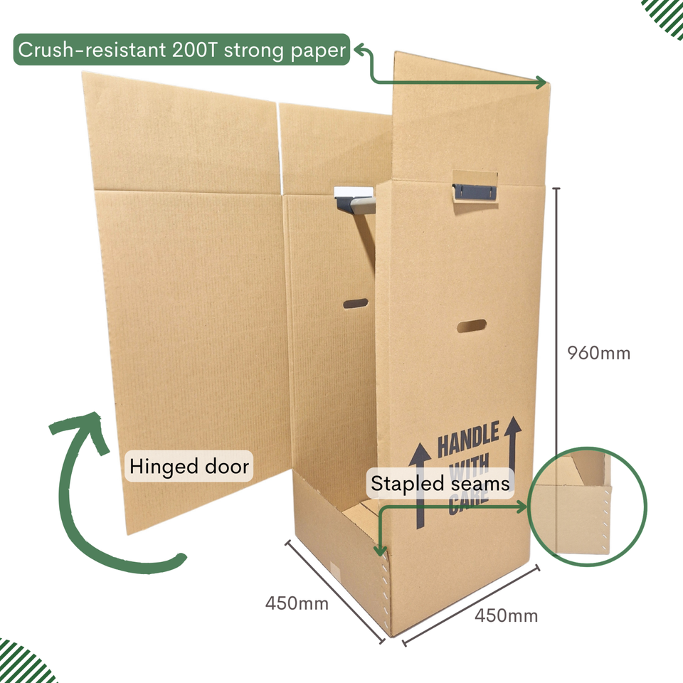 5 LARGE STRONG WARDROBE REMOVAL MOVING CARTONS BOXES WITH HANGING RAILS ...