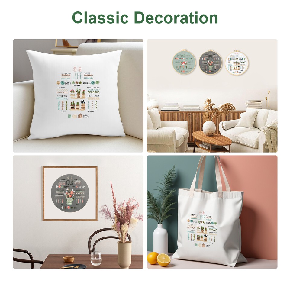 3 Set Embroidery Kit Art Craft Sewing Set DIY Cross Stitch Starter for ...