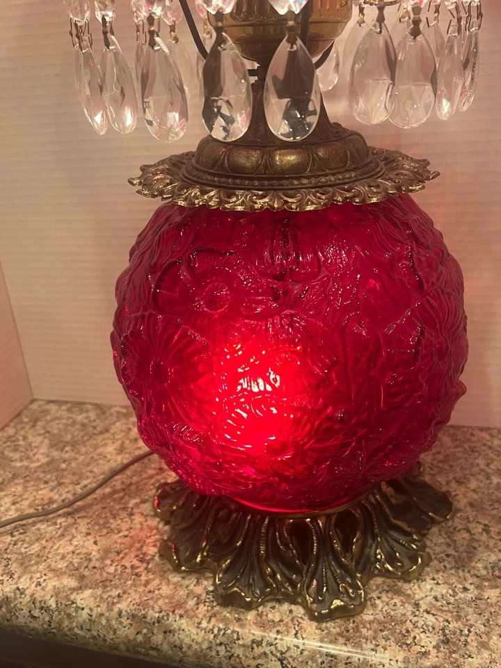 FENTON RUBY RED POPPY LAMP GWTW RARE | eBay