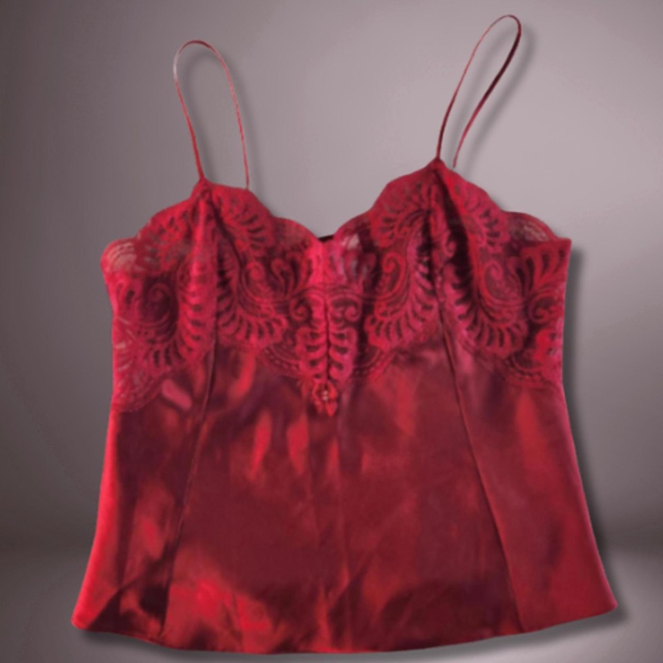 Y2K Red Silk Lace Cami Coquette Femme Fatale Baddie Whimsigoth Dark ...