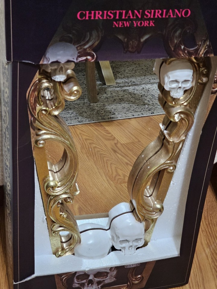 New CHRISTIAN SIRIANO 23 in Gold Coffin Mirror With Skulls Halloween ...