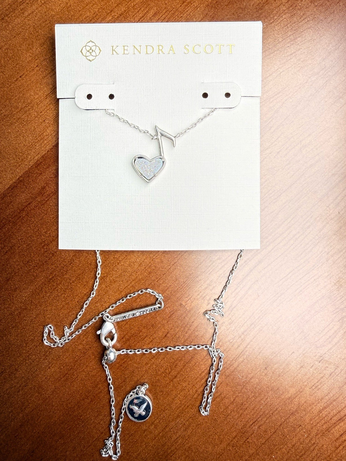 New Kendra Scott Heart Music Note Silver Iridescent Drusy Necklace | eBay