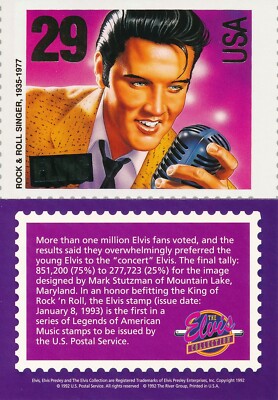 1992 RIVER GROUP THE ELVIS COLLECTION 29 CENT STAMP GOLD FOIL CARD ...