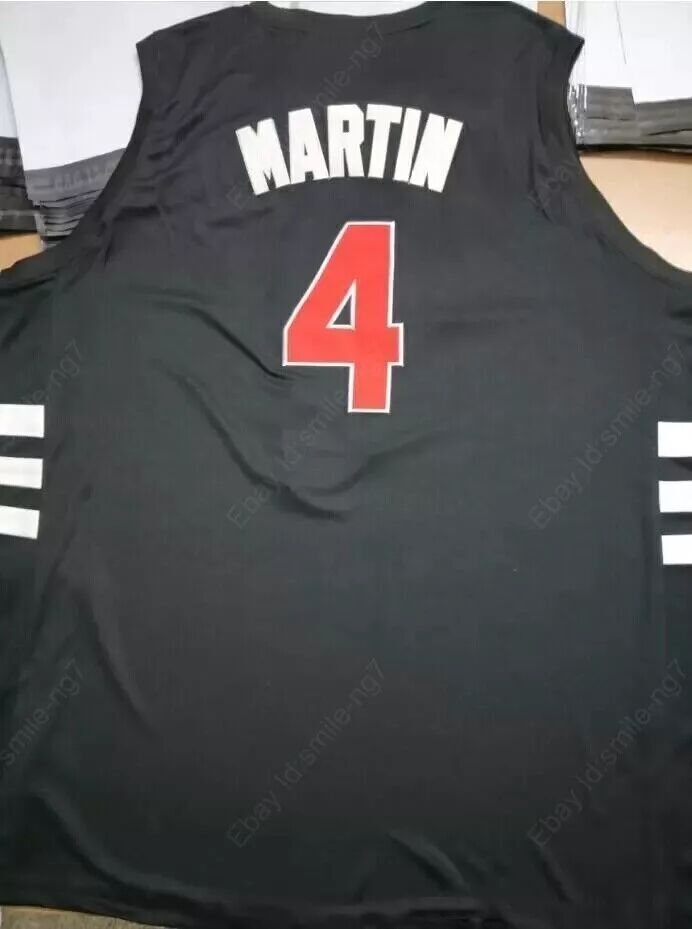 Custom Retro #4 Kenyon Martin Basketball Jersey Sewn Name Number Black ...