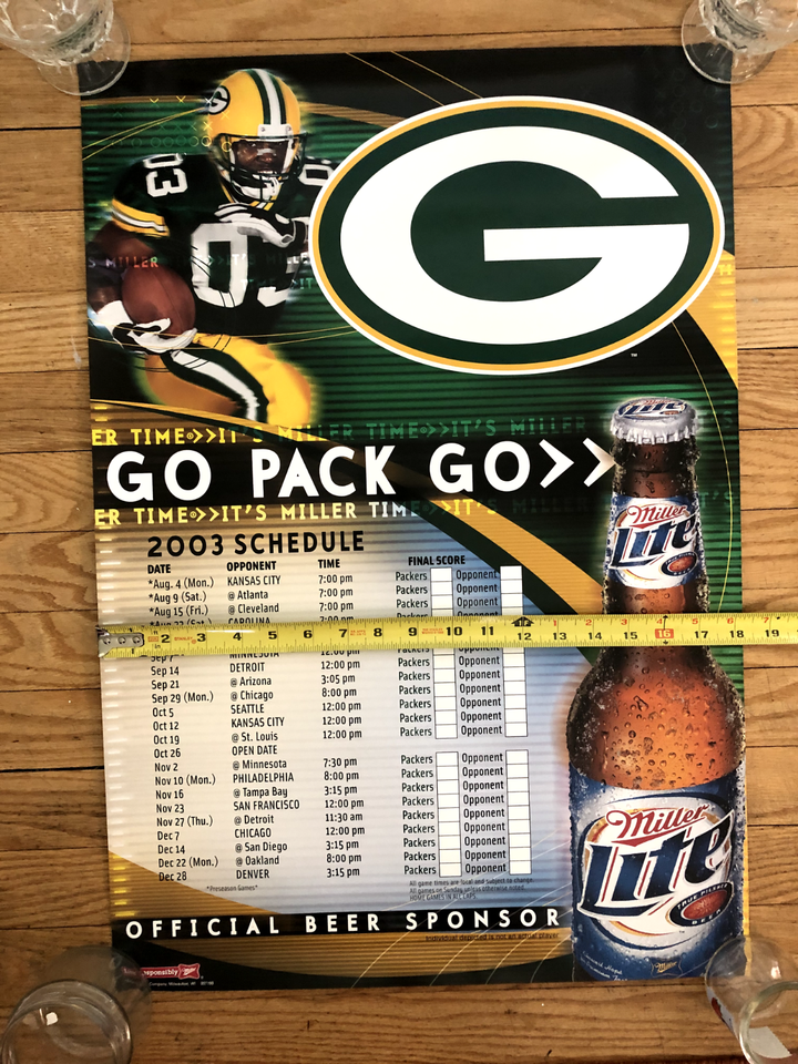 Lot of 6 Green Bay Packers Miller Beer Posters Football Wisconsin Gift ...