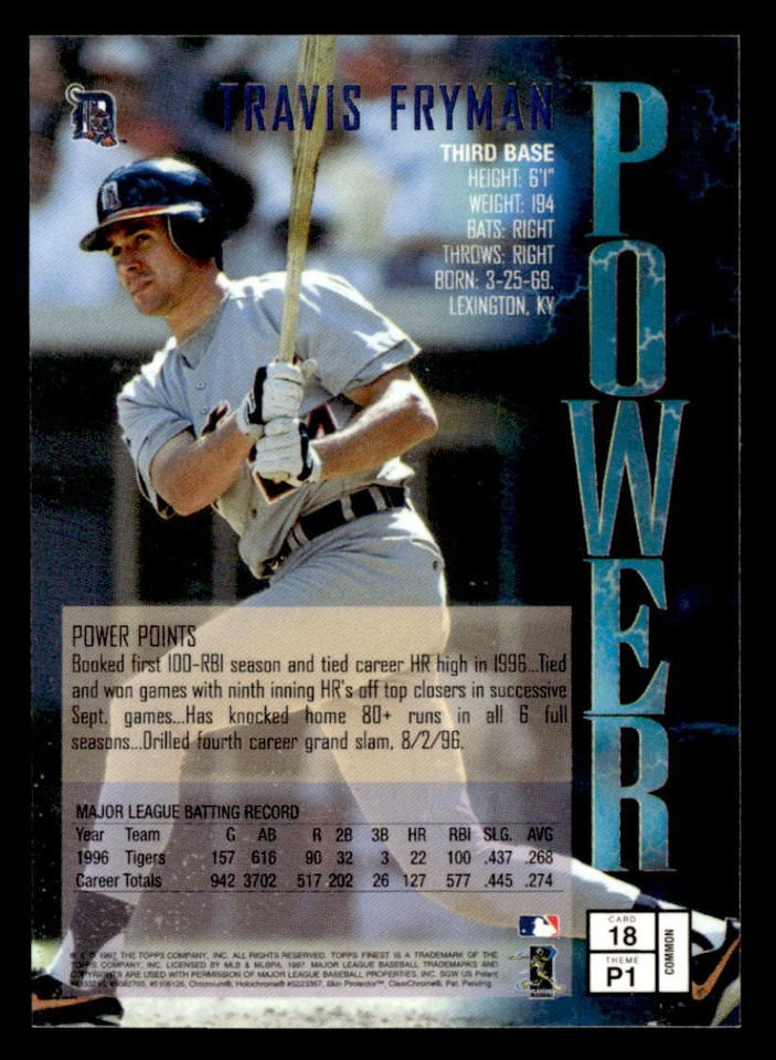 Travis Fryman 1997 Finest Card #18 Detroit Tigers | eBay