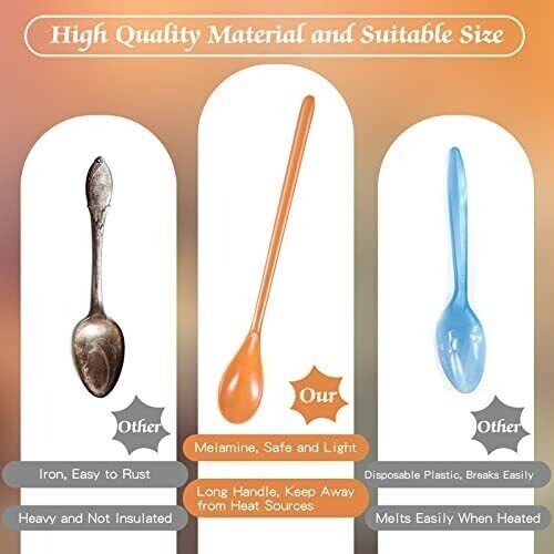 8 Pcs Iced Tea Spoons Long Plastic Ice Handle Spoon Colorful Teaspoons ...