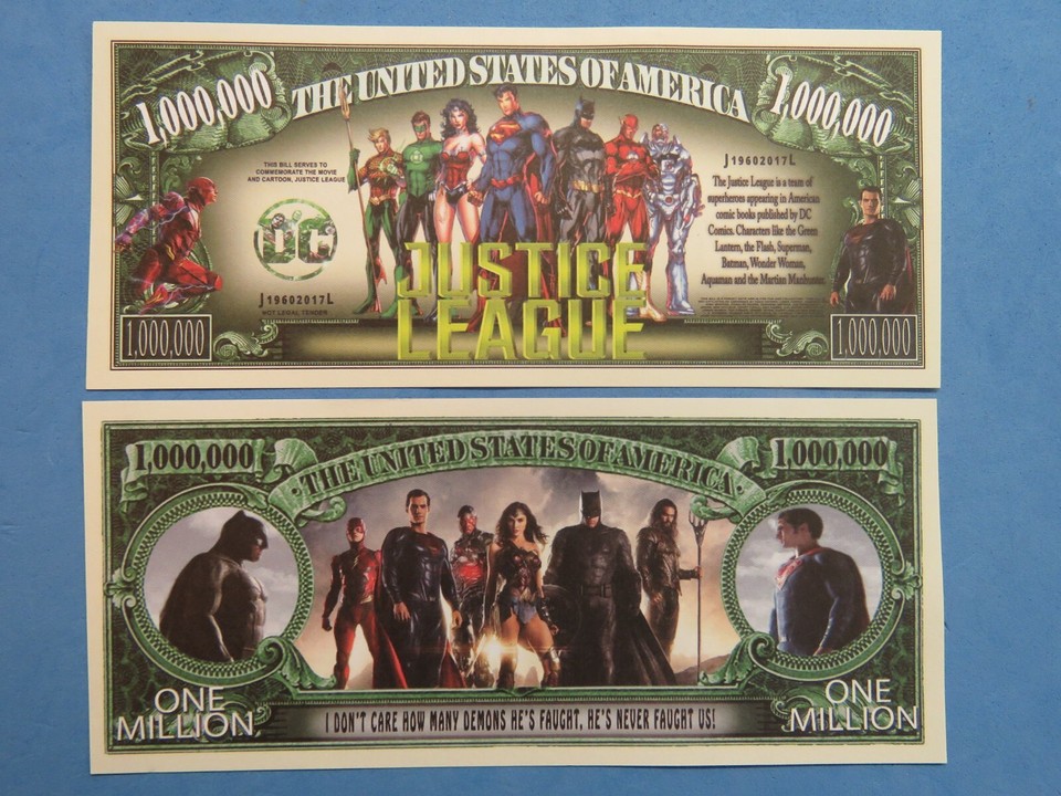 JUSTICE LEAGUE: Superhero Team w/ Superman ++ $1,000,000 One Million ...