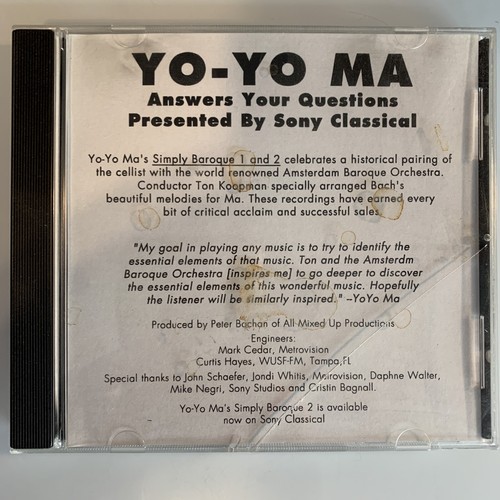 Yo-Yo Ma Answers Programmer's Questions CD Promo | eBay