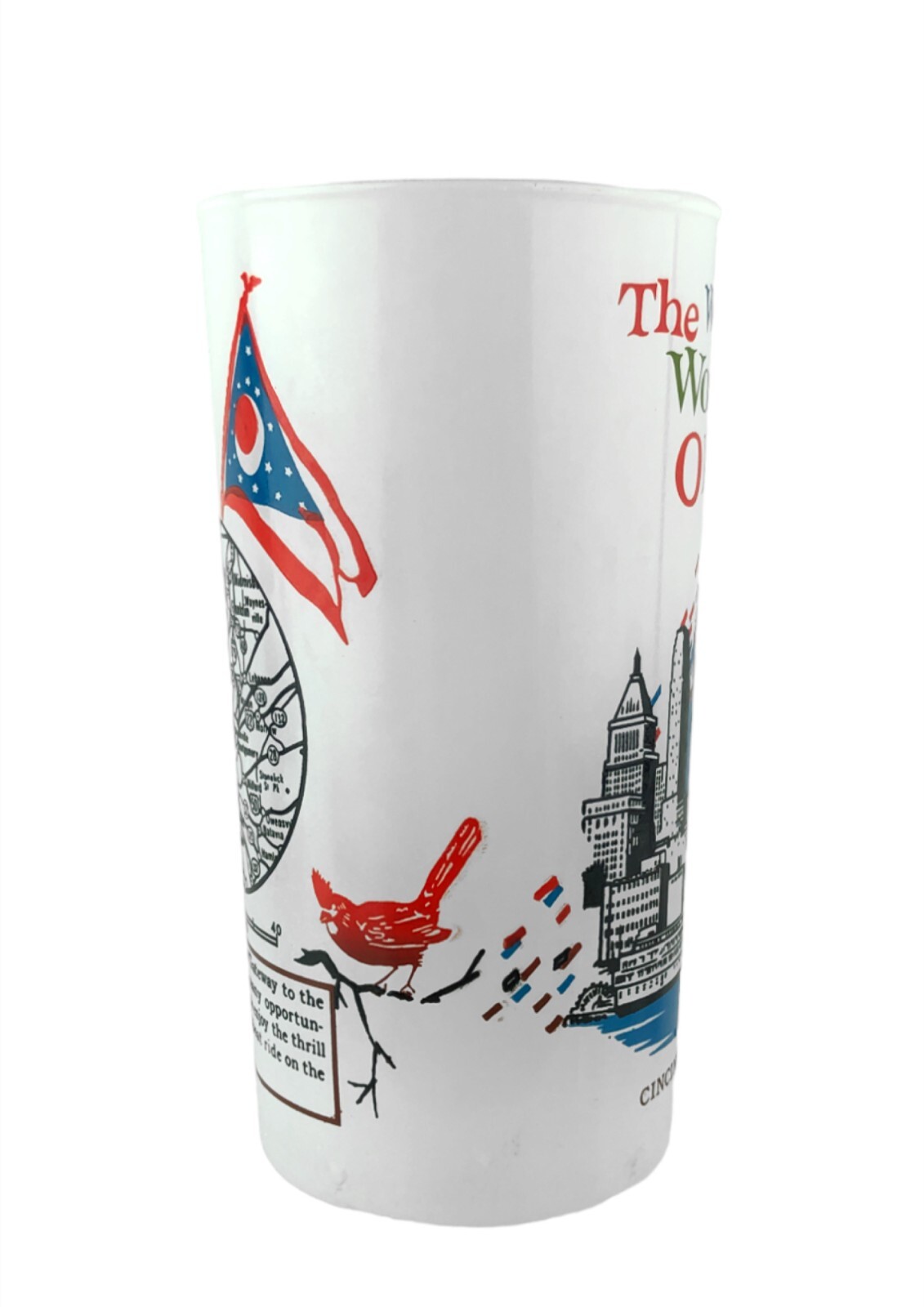 Vintage Souvenir Frosted Glass Wonderful World of Ohio Cincinnati ...