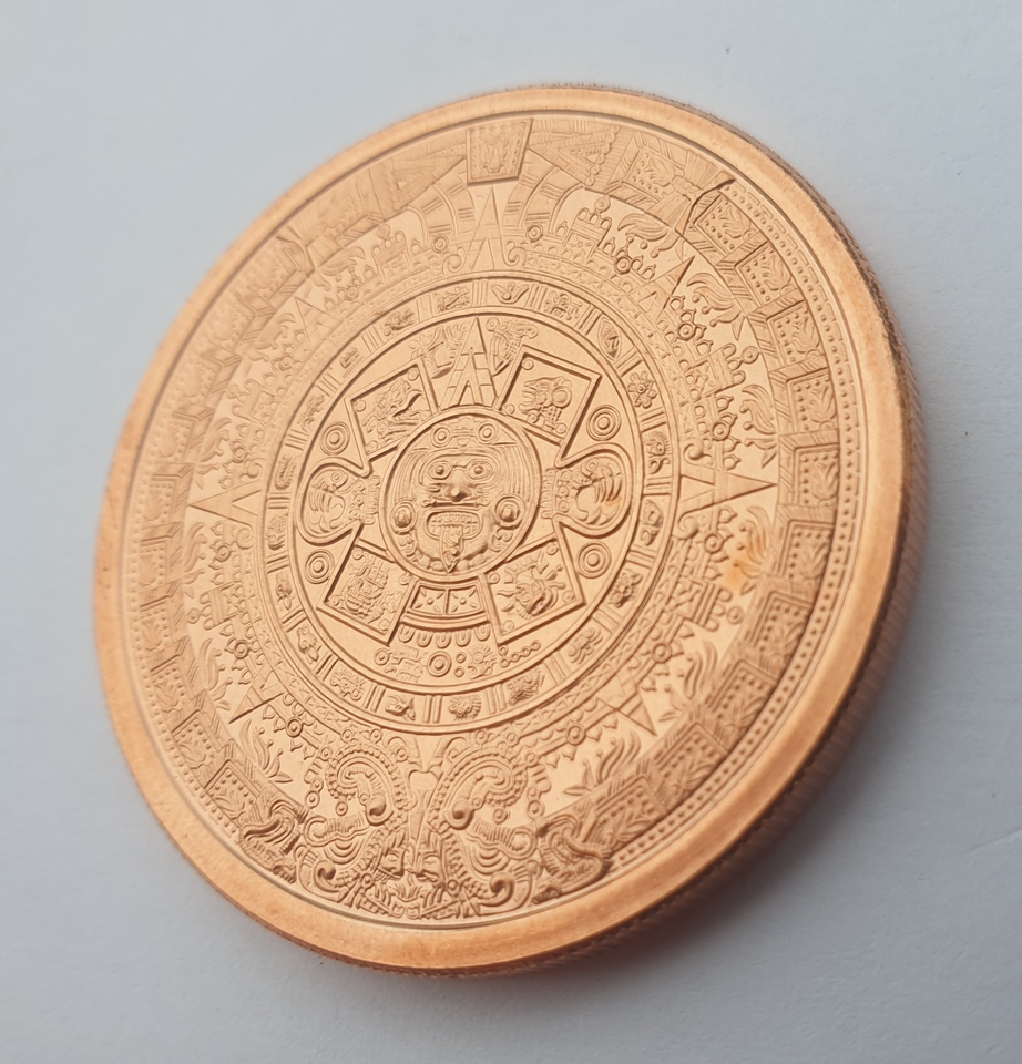 1oz Aztec Cuauhtemoc Mayan Calendar Pure Copper Coin Bullion Golden ...
