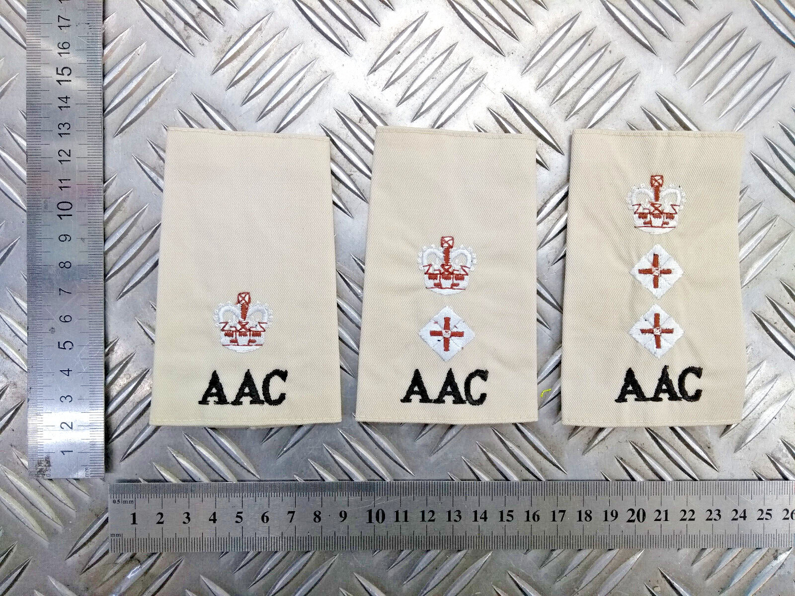 Army Air Corps AAC Light Khaki / Cream Rank Slides Various Ranks - NEW ...