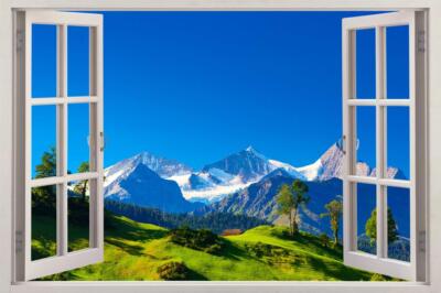 Alps Mountains 3D Window View Decal WALL STICKER Decor Art Mural Scenic ...