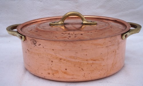 French Cookware Tinned Copper Lidded Cocotte Stew Pot Metaux Ouvres ...