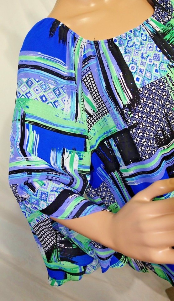 Southern Lady Women Plus Size 1x 2x 3x Blue Sheer Chiffon Tunic Top ...