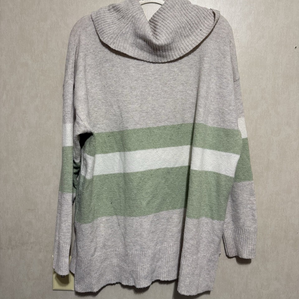 Rachel Zoe Womens L ? Beige Green Striped Stretch Cowl Neck Soft ...