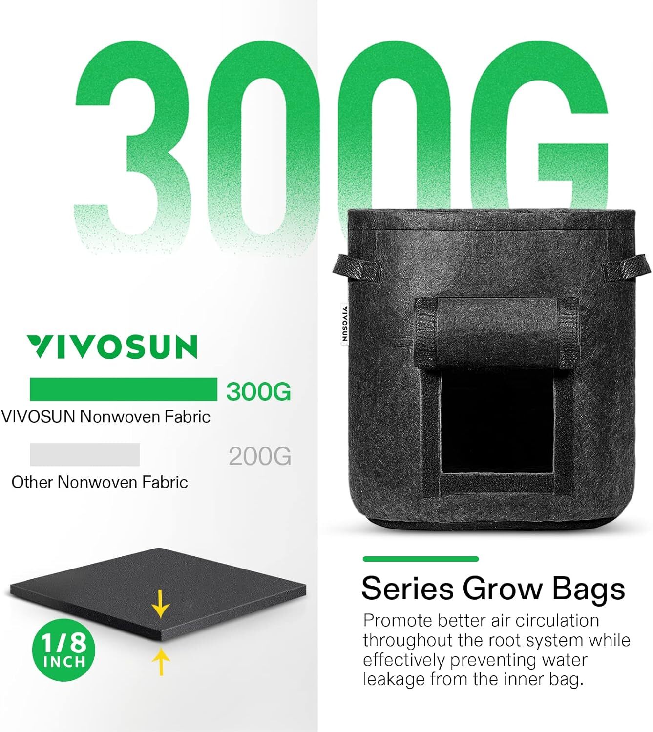 VIVOSUN 5Pcs 7/10 gal Potato Plant Growing Bag Pot Non-woven Reusable w ...