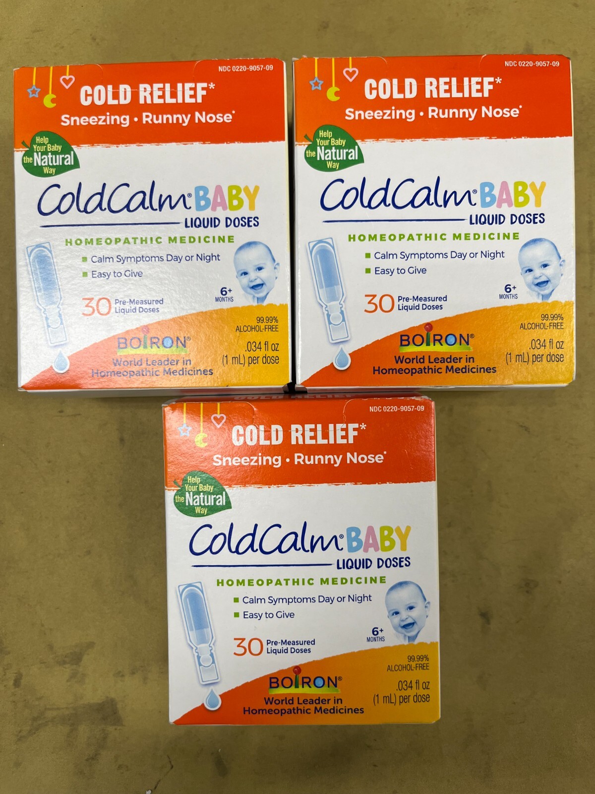 3 New Boiron ColdCalm Baby Liquid Doses - 30 Liquid Doses Each Box Ex ...