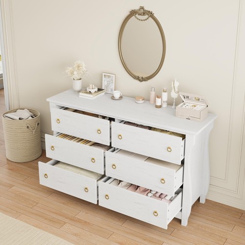 7 Drawers Dresser Wood Storage Chests with Curved Legs for Bedroom,3/6 ...