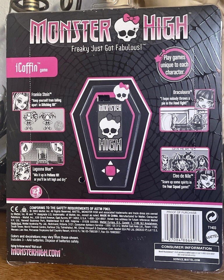 Very Rare Vintage 2009 Monster High iCoffin Handheld Phone Game MATTEL ...