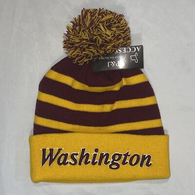 P4F Accessories Logo Pom Pom Beanie Hat Washington Football Team ...