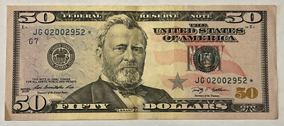 2009 US Fifty Dollar $50 Star Note Boston Item #02002952 CLEAN BILL! | eBay