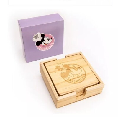 DISNEY ANNUAL PASSHOLDER 2019 FOOD AND WINE MINNIE MOUSE COASTER SET ...
