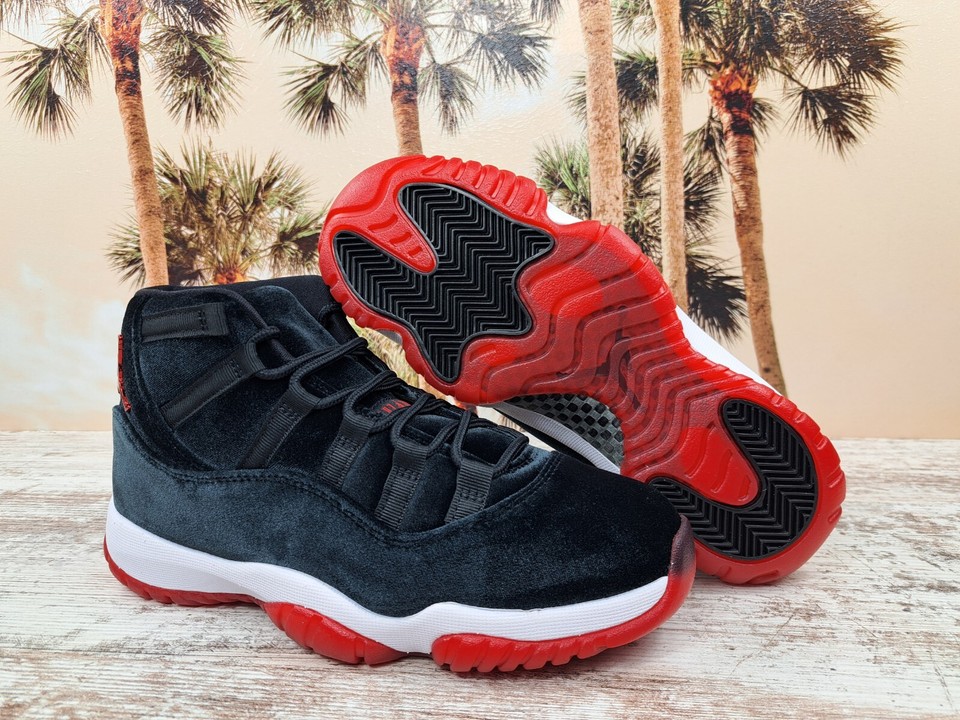 Air Jordan 11 Retro Bred Velvet Shoes Black Red DB5457-061 Women's Size ...