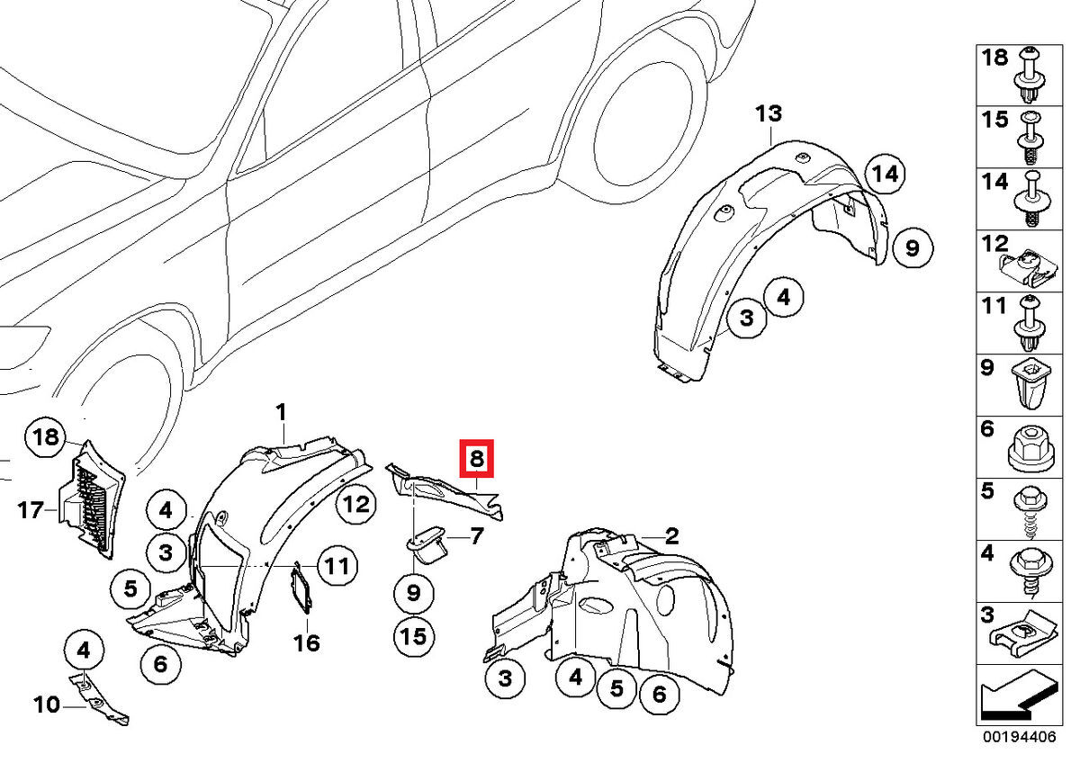 NEW GENUINE BMW X5 X6 SERIES FRONT WHEEL ARCH COVER LEFT N/S ...